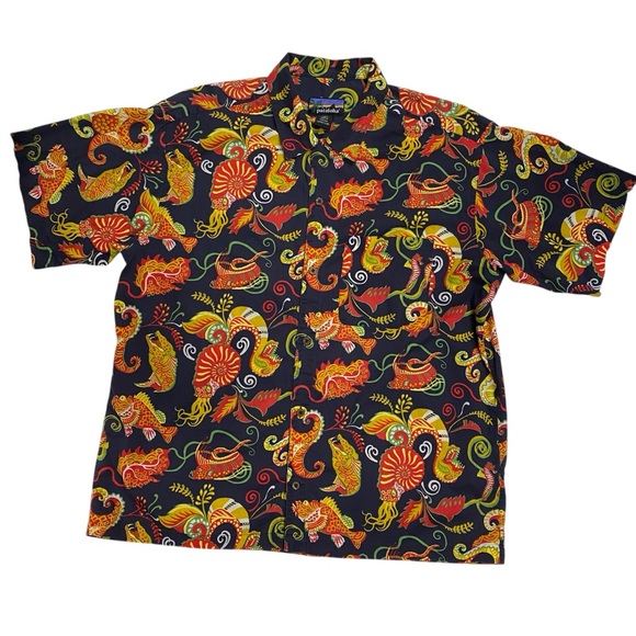 Patagonia | Shirts | Patagonia 200 Pataloha Aloha Shirt Xl Navy Fish ...